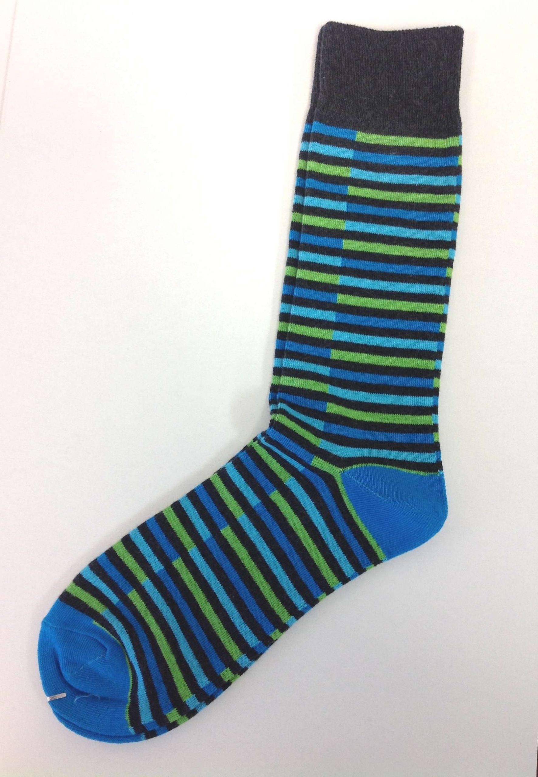 Charcoal, Green, Turquoise Stripe Socks | The Executive's Cutting Edge